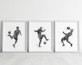Watercolour Football Set Watercolor Football Prints Set of - Etsy