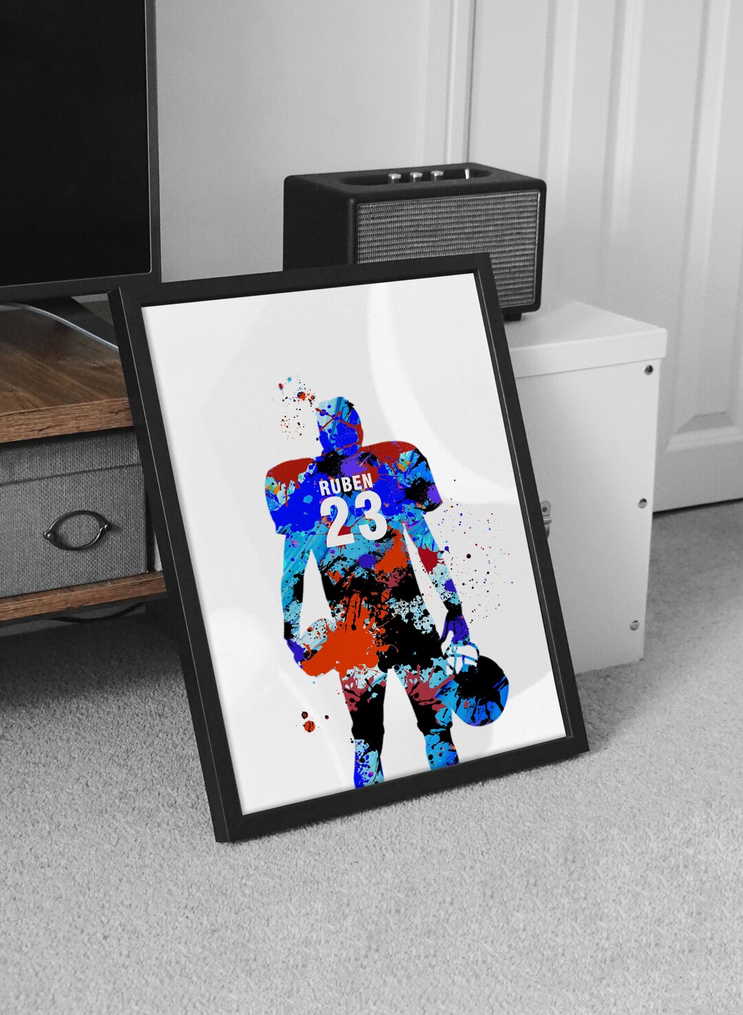 Personalised American Football Print, Custom Footballer Print ...