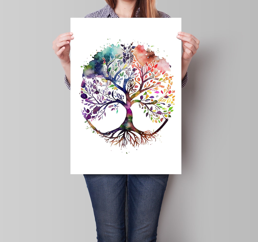 Tree of Life Print, Tree of Life Art, Tree Art, Colourful Tree Print ...
