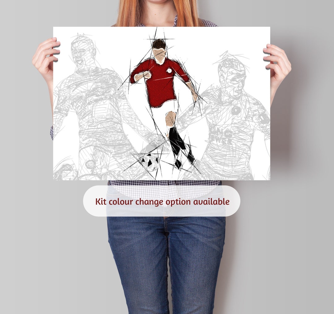 Personalised Footballer Print, Custom Male Footballer, Male Football ...