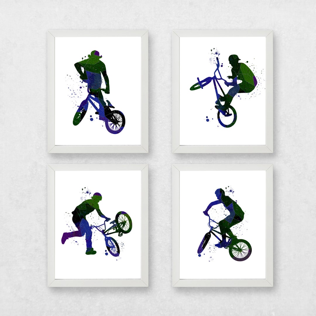 Bmx Print Set, Bmx Rider Gift, Bmx Wall Art, Bmx Rider Set of Prints ...