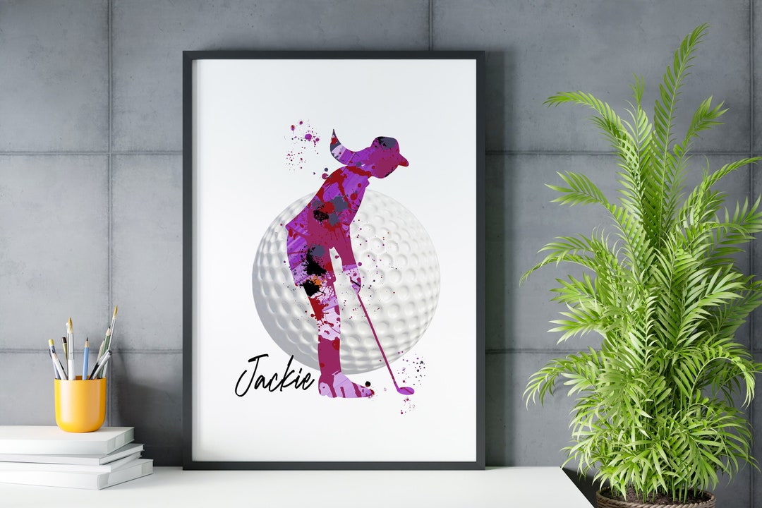 Personalised Women's Golfer Print, Custom Golf Print, Personalised ...