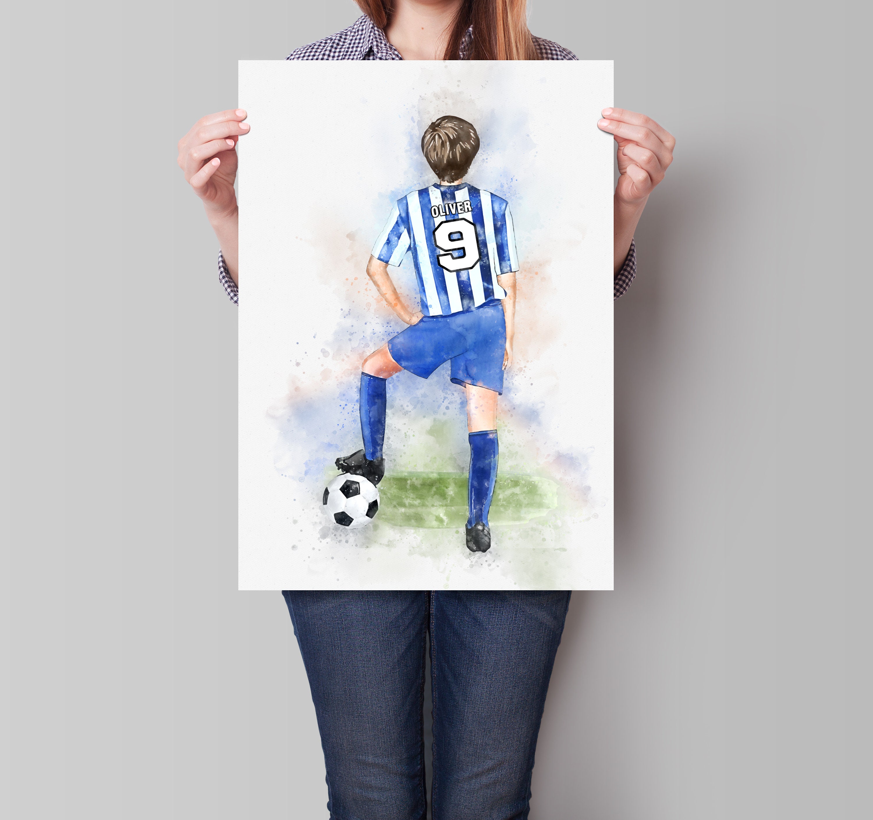 Men's Personalised Football Print Custom Footballer - Etsy UK