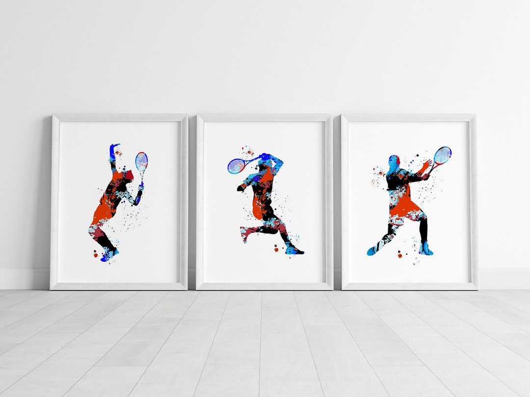 Men's Tennis Prints, Tennis Wall Art, Men's Tennis Art, Set of Men's ...