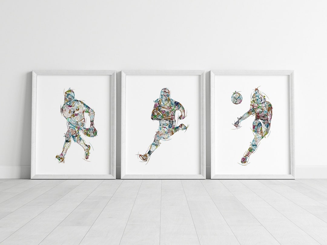 Rugby Player Print Set, Rugby Player Prints, Rugby Wall Art, Rugby ...