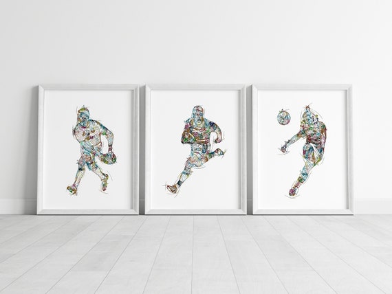 Rugby Player Print Set Rugby Player Prints Rugby Wall Art - Etsy