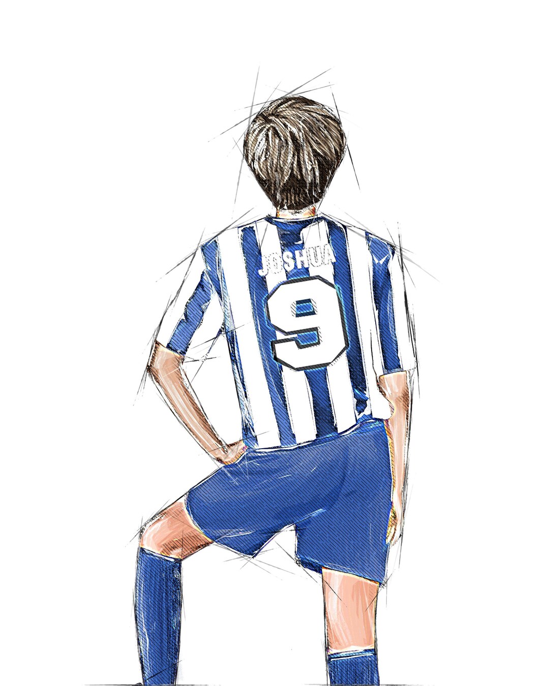 Men's Personalised Football Print, Custom Footballer Print ...