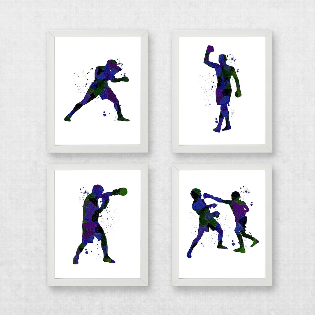 Set of Boxing Prints, Boxing Wall Art, Boxing Posters, Abstract Boxing ...