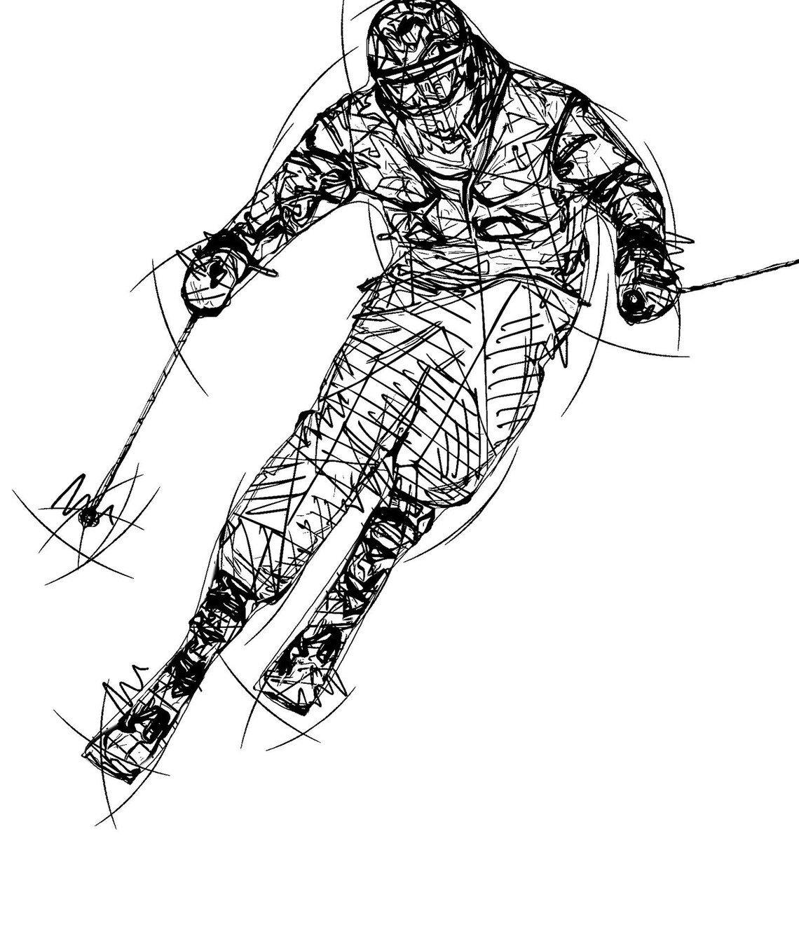 Skiing Sketch Set, Skiing Prints, Skiing Wall Art, Skiier Gift Prints ...