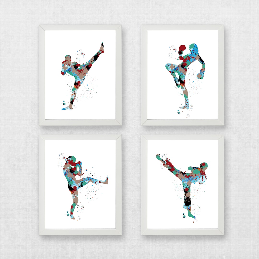 Kick Boxing Set of Prints,martial Arts Prints, Martial Artist Gift ...