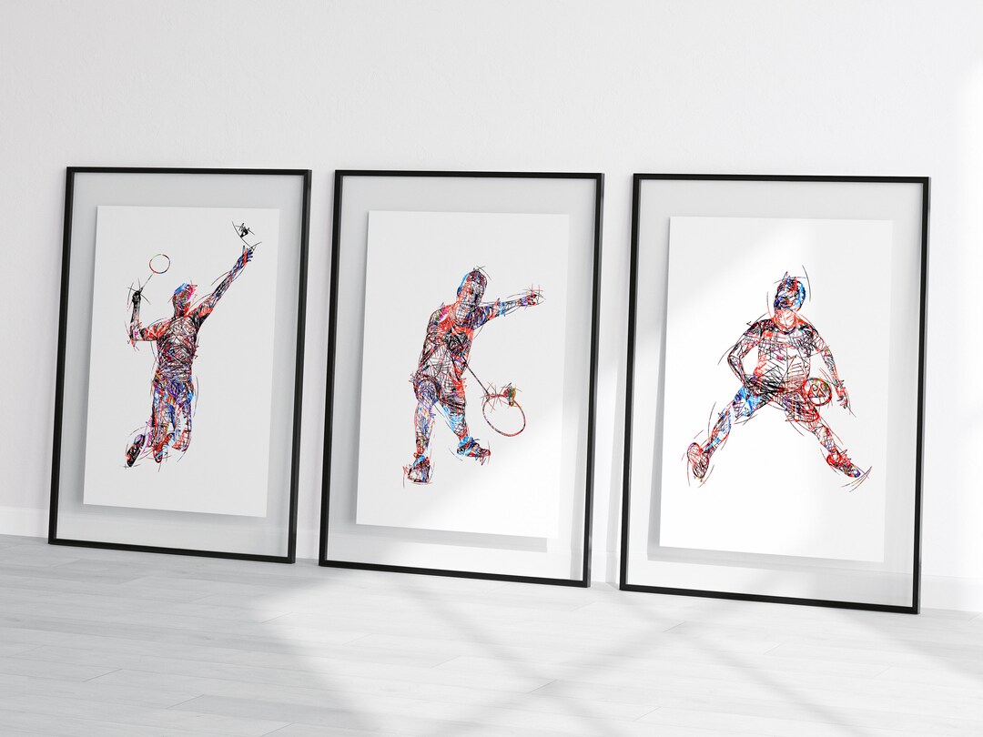 Badminton Sketch Prints, Badminton Gift Prints, Badminton Sketches ...