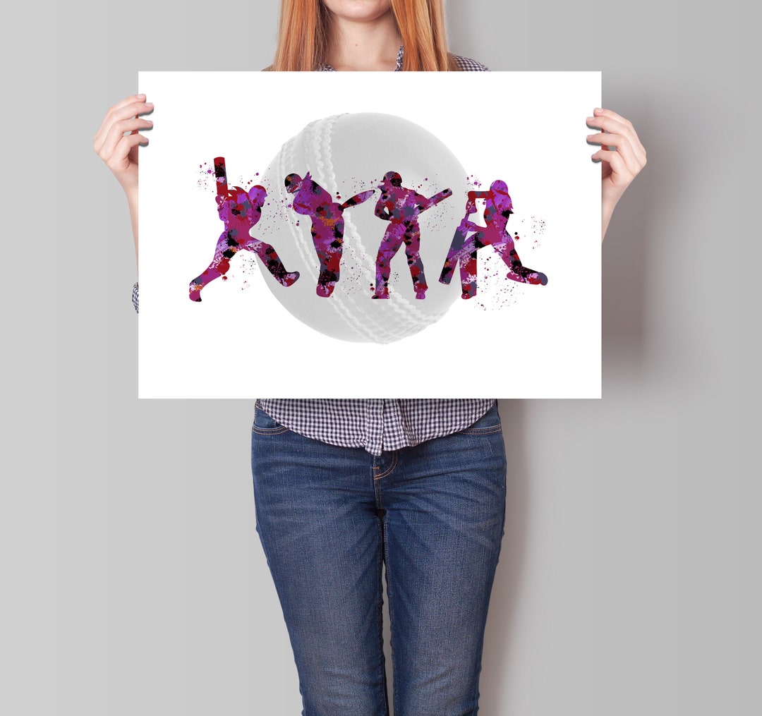 Women's Cricket Print, Lady Cricket Gift Print, Female Cricketer Gift ...