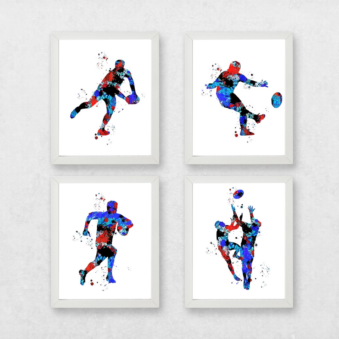 Rugby Set of Prints, Rugby Posters, Custom Rugby Print, Rugby Wall Art ...