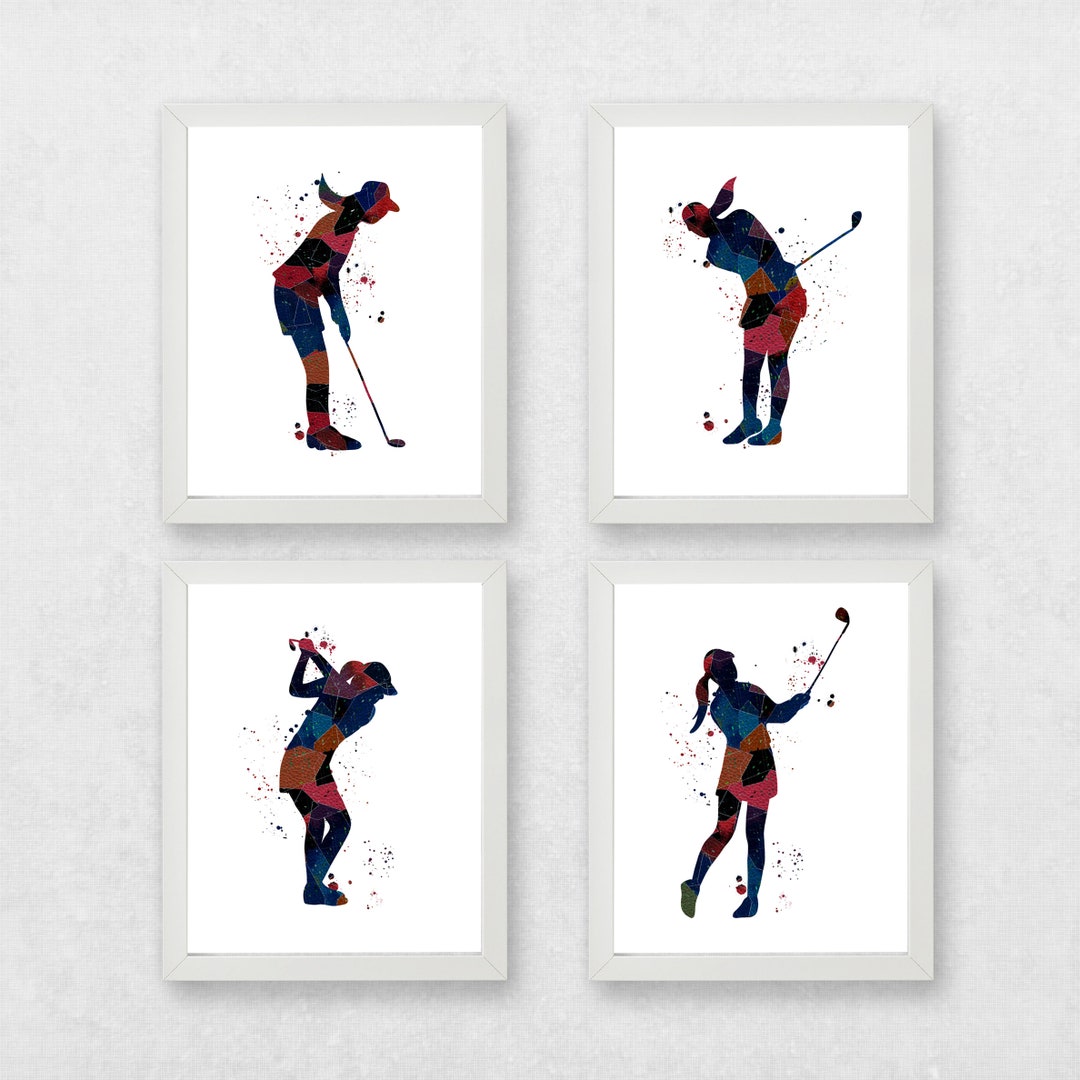 Women's Golf Prints, Lady Golf Prints, Set Fo Golf Prints, Golfer Gifts ...