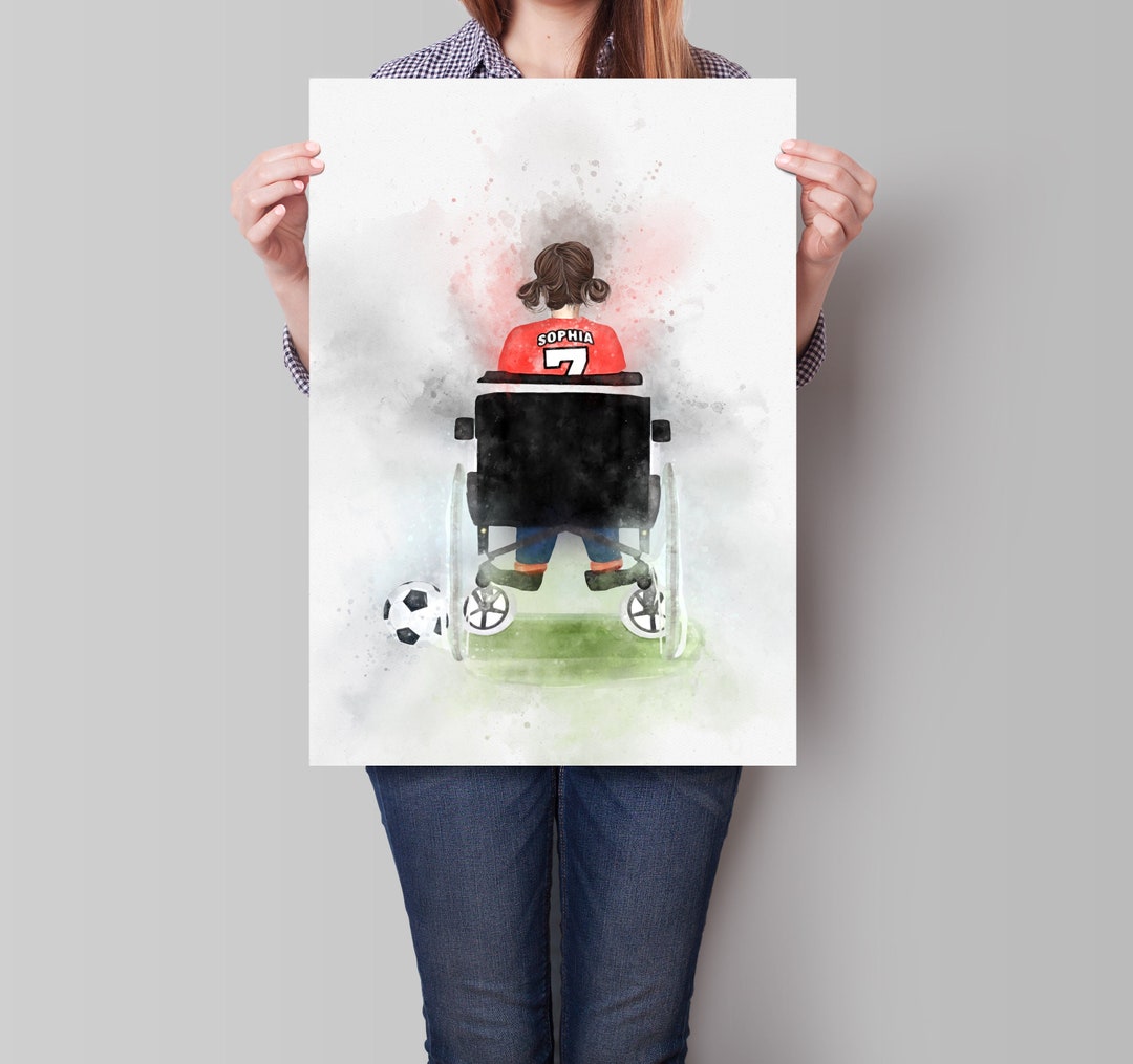 Wheelchair Footballer , Wheelchair Personalised Footballer Print ...