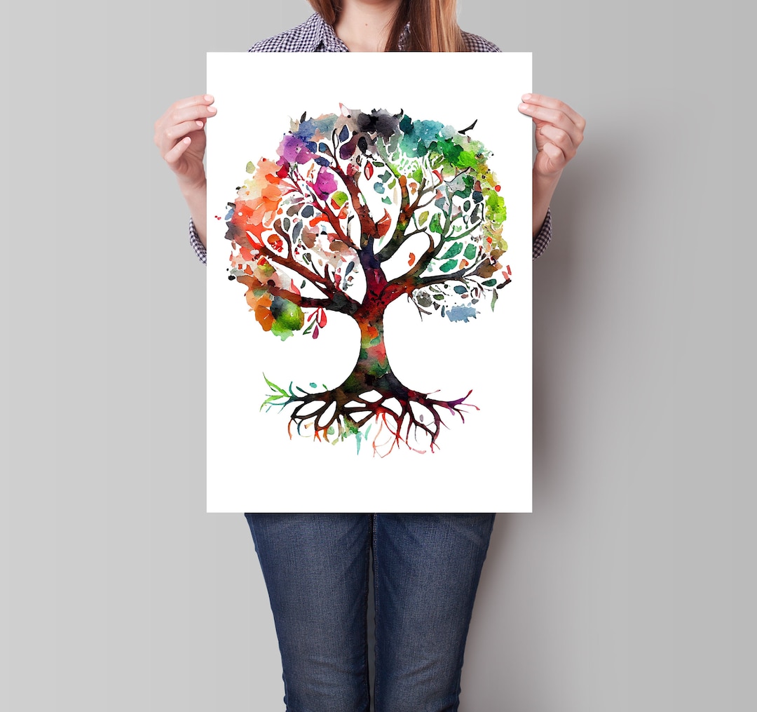 Tree of Life Print, Tree of Life Art, Tree Art, Colourful Tree Print ...