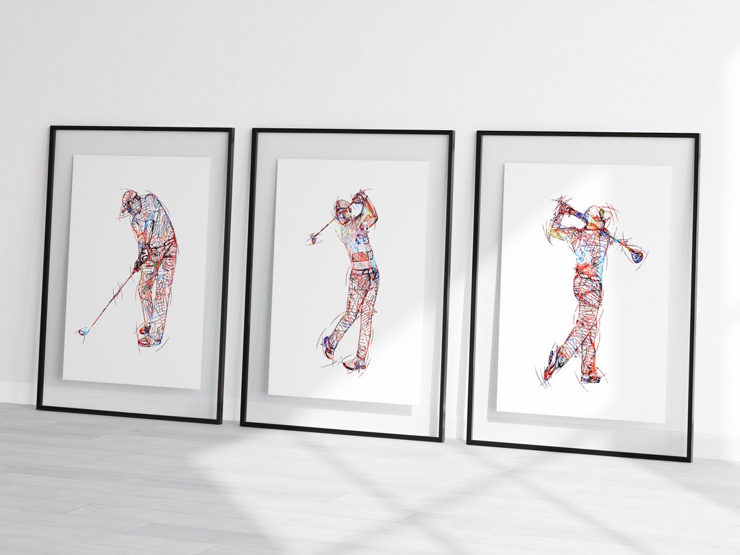 Golf Sketch Prints, Golfing Set of Prints, Gift for Golfers, Golf ...