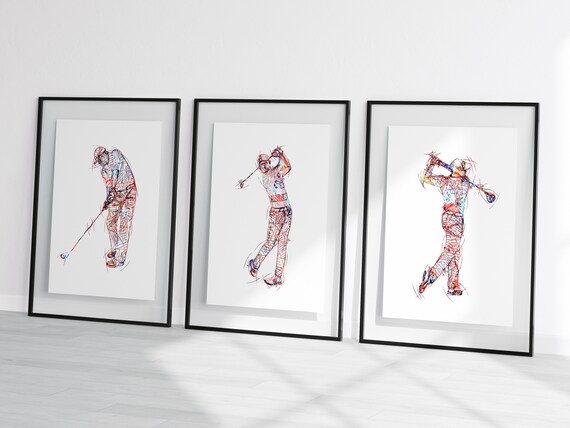 Golf Sketch Prints Golfing Set of Prints Gift for Golfers - Etsy