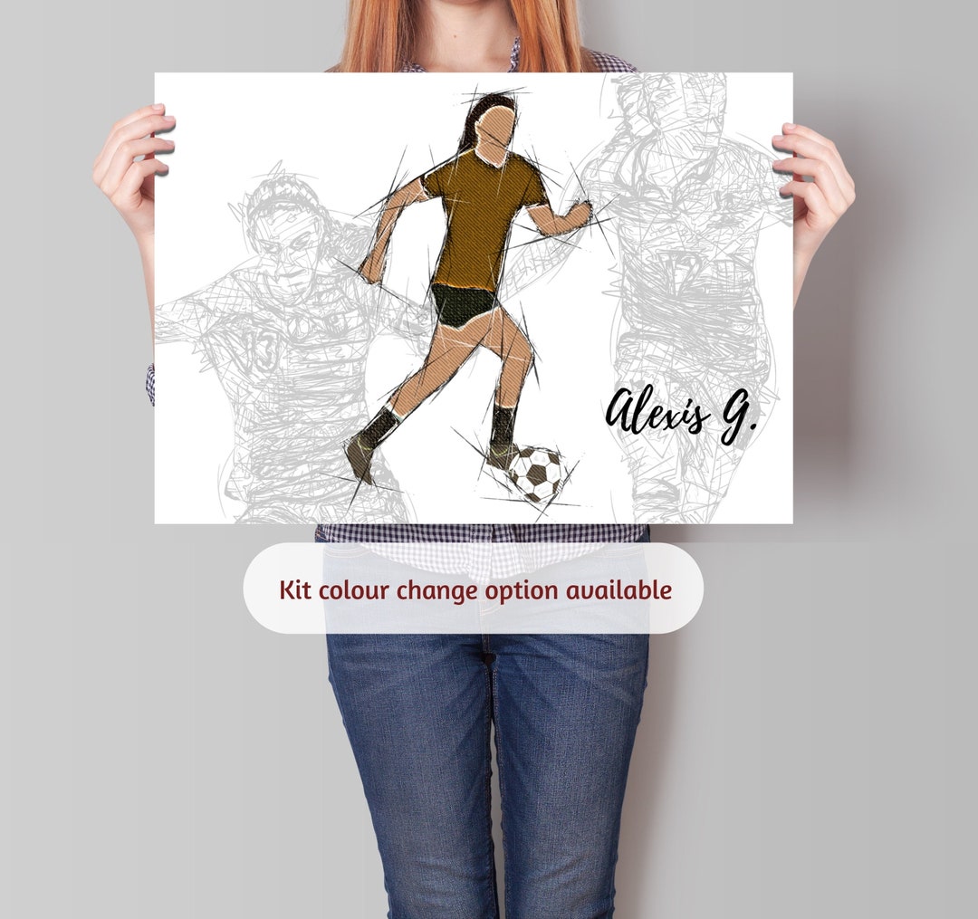 Personalised Footballer Print, Custom Male Footballer, Male Football ...