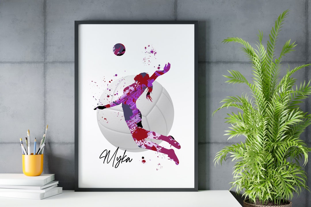 Volleyball Personalised Print, Women's Volleyball Print, Volleyball ...