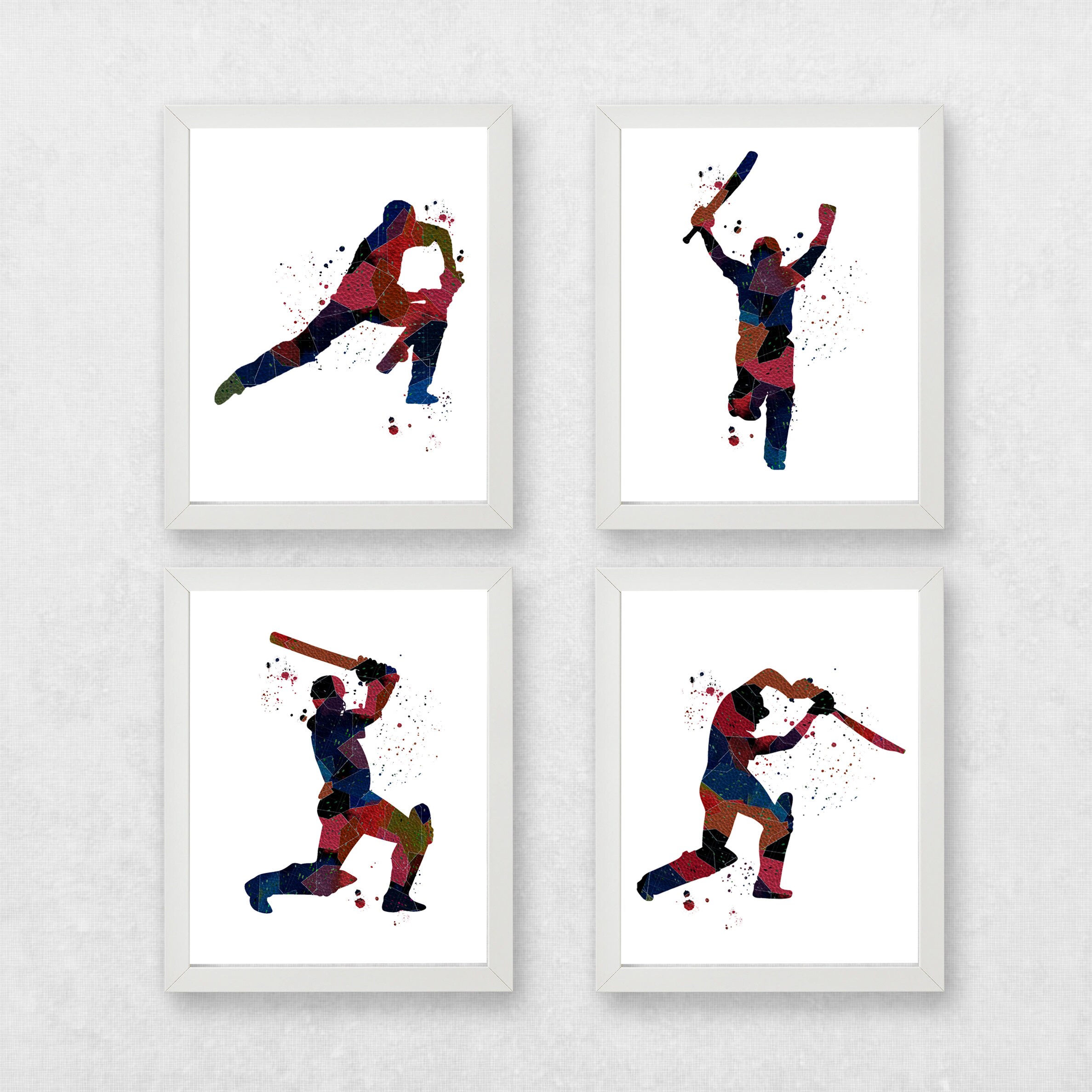 Abstract Cricket Prints, Set of Cricket Prints, Gift for Cricketer ...