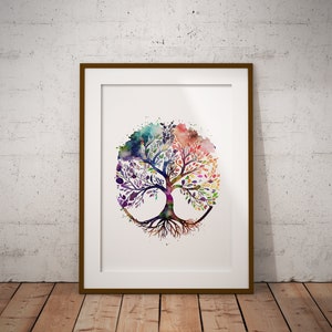 Tree of Life Print, Tree of Life Art, Tree Art, Colourful Tree Print ...