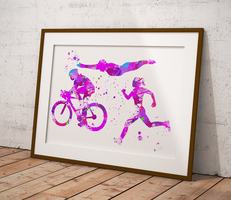 Triathlon Custom Print, Triathlon Poster Print, Personalised Triathlon ...