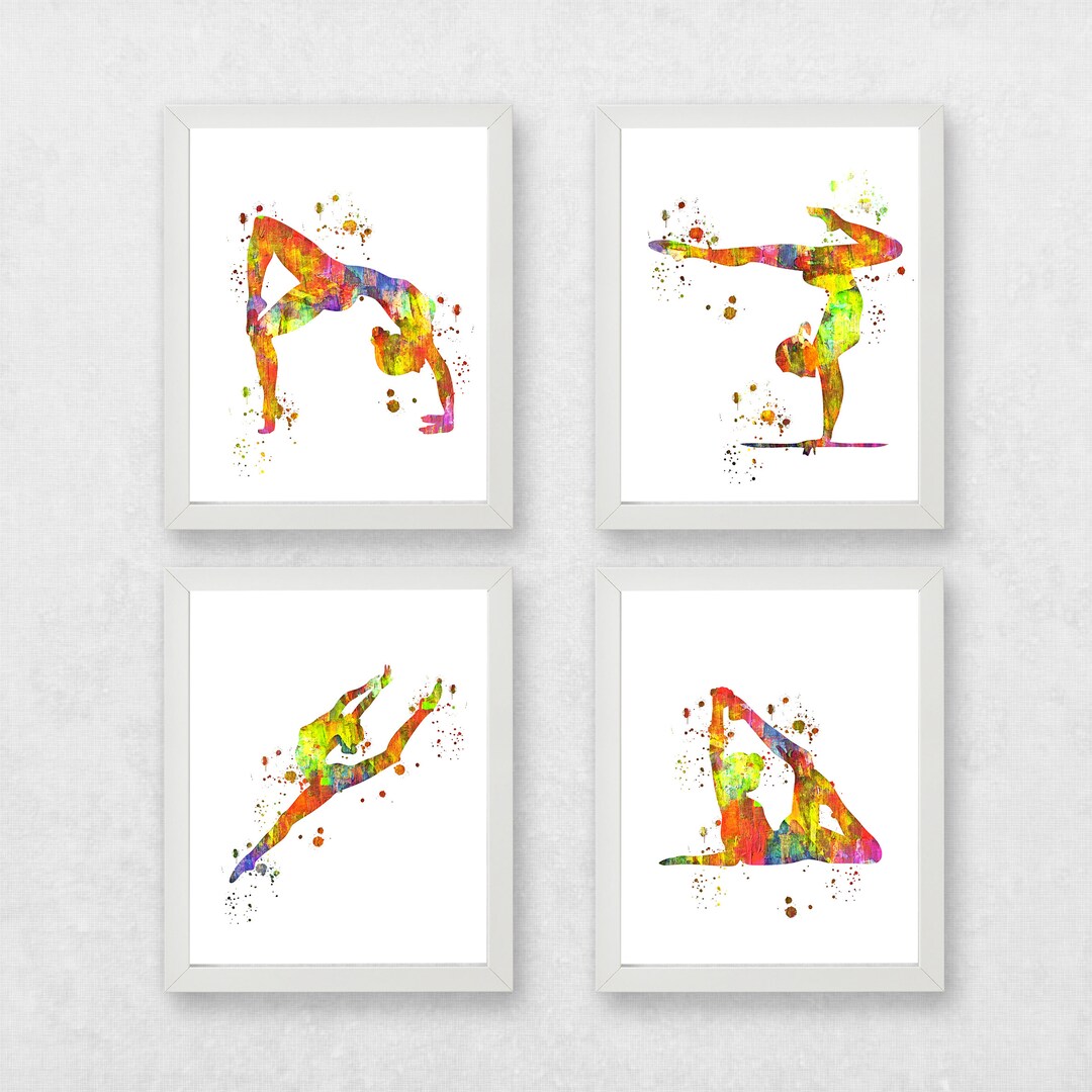 Gymnast Set of Prints, Lady Gymnast Prints, Paint Style Gymnast ...