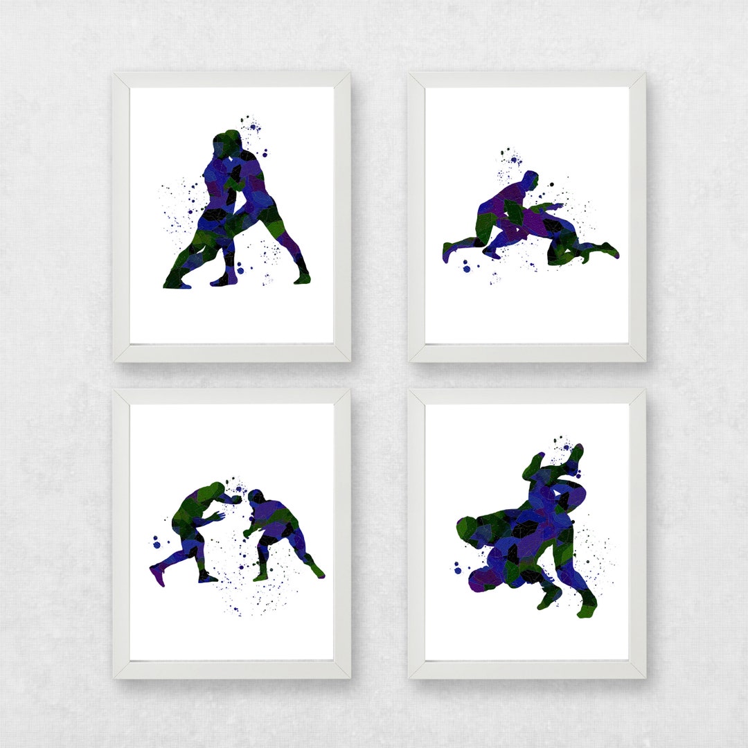 Abstract Wrestling Prints, Wrestling Art, Watercolour Wrestler Prints ...