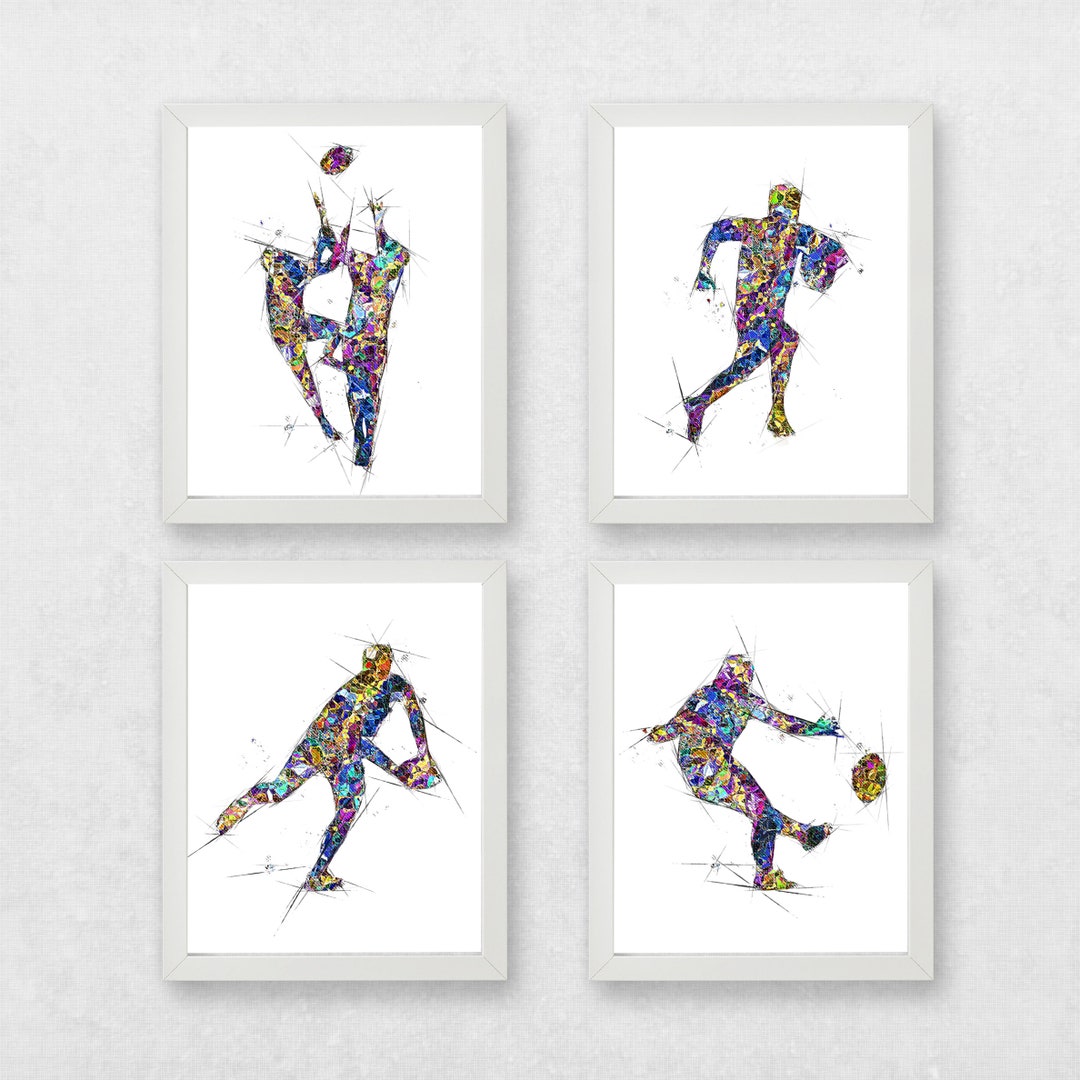 Rugby Set of Prints, Rugby Posters, Custom Rugby Print, Rugby Wall Art ...