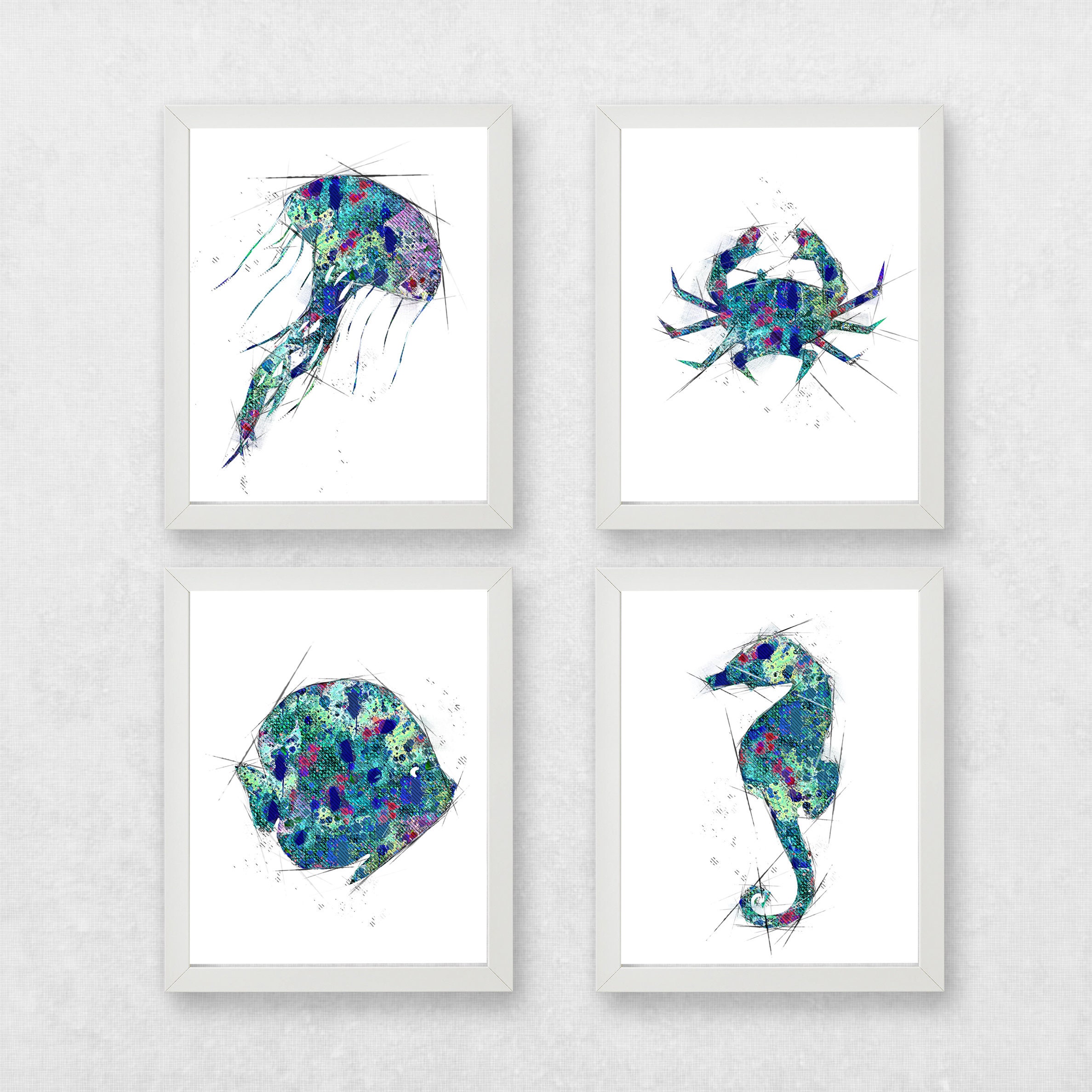 Sea Creature Posters Sea Creature Wall Art Sea Horse Print - Etsy