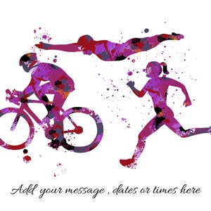 Triathlon Custom Print, Triathlon Poster Print, Personalised Triathlon ...