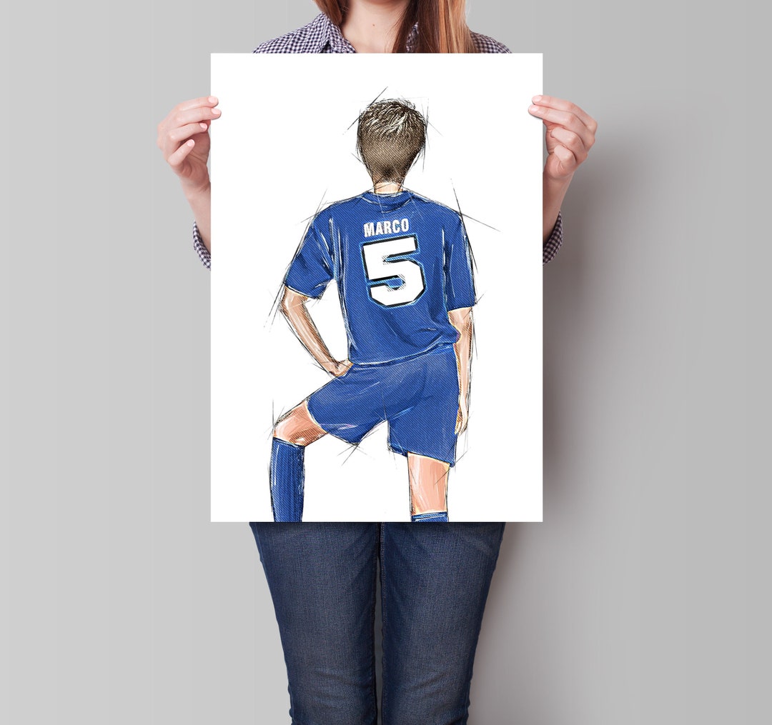 Men's Personalised Football Print, Custom Footballer Print ...