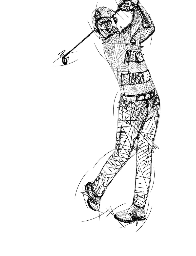 Mens Golf Sketches Golfer Sketch Prints Golfer Wall Art - Etsy