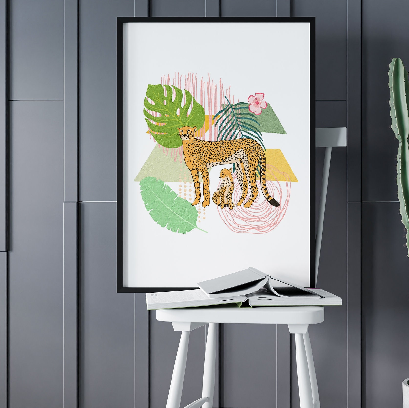 Set of Cheetah Prints Cheetah Wall Art Colourful Cheetah - Etsy