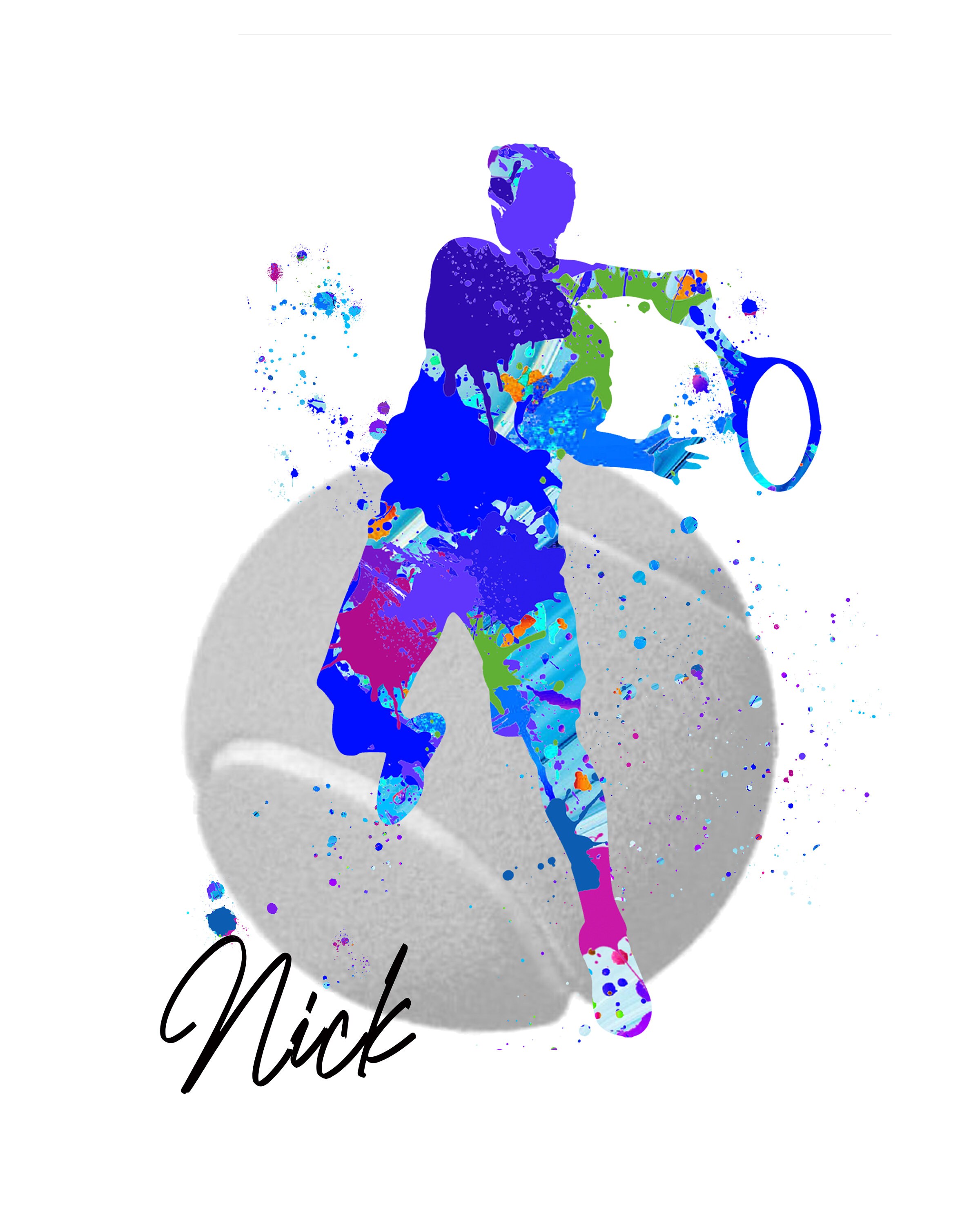 Personalised Tennis Player Print Custom Tennis Print - Etsy