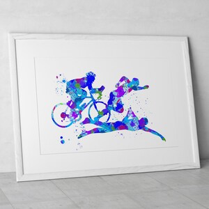 Triathlon Custom Print, Triathlon Poster Print, Personalised Triathlon ...
