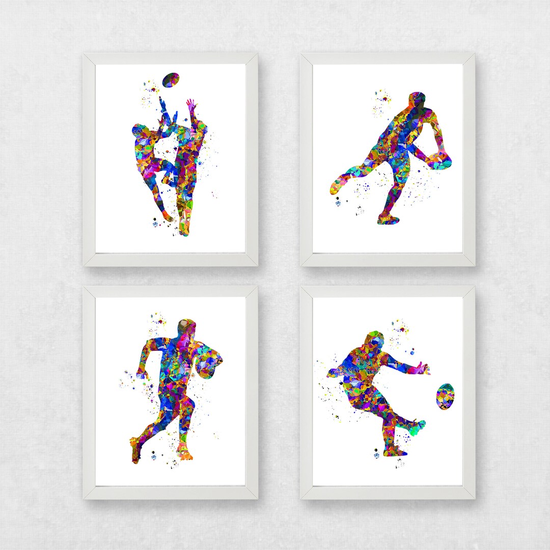 Rugby Set of Prints, Rugby Posters, Custom Rugby Print, Rugby Wall Art ...