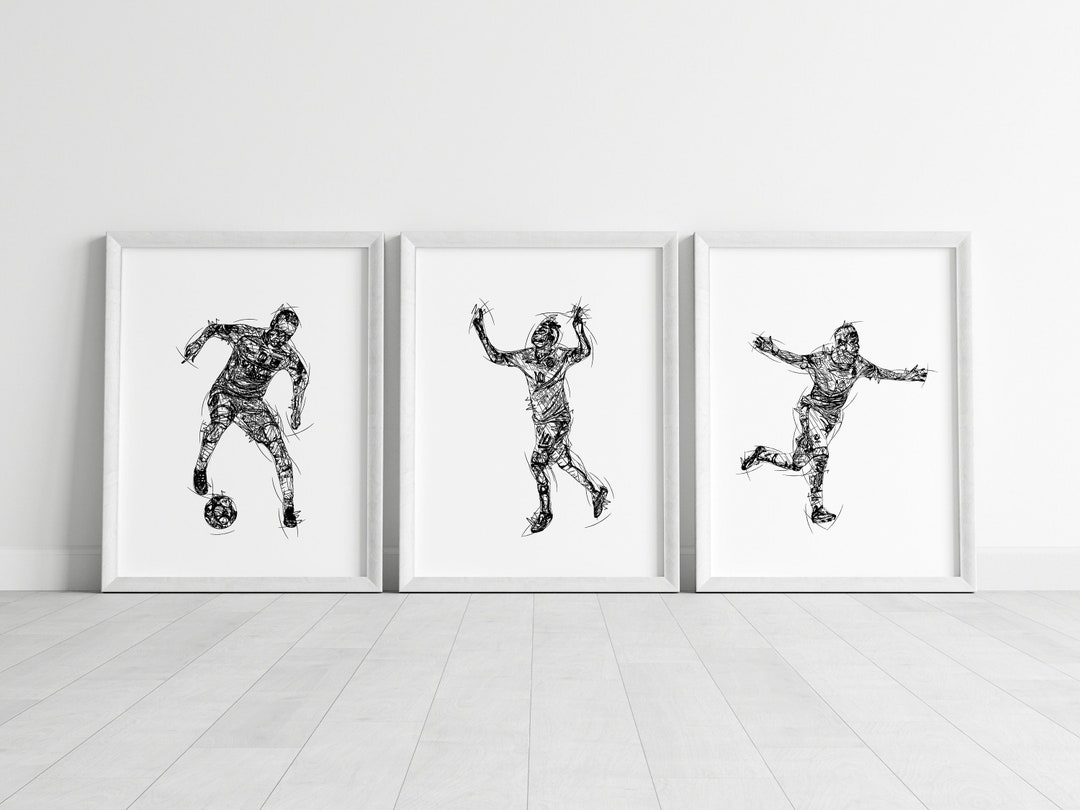 Football Sketches , Football Sketch Set, Football Prints, Gift for ...