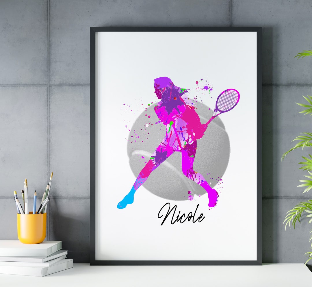 Personalised Women's Tennis Player Print, Custom Tennis Print ...