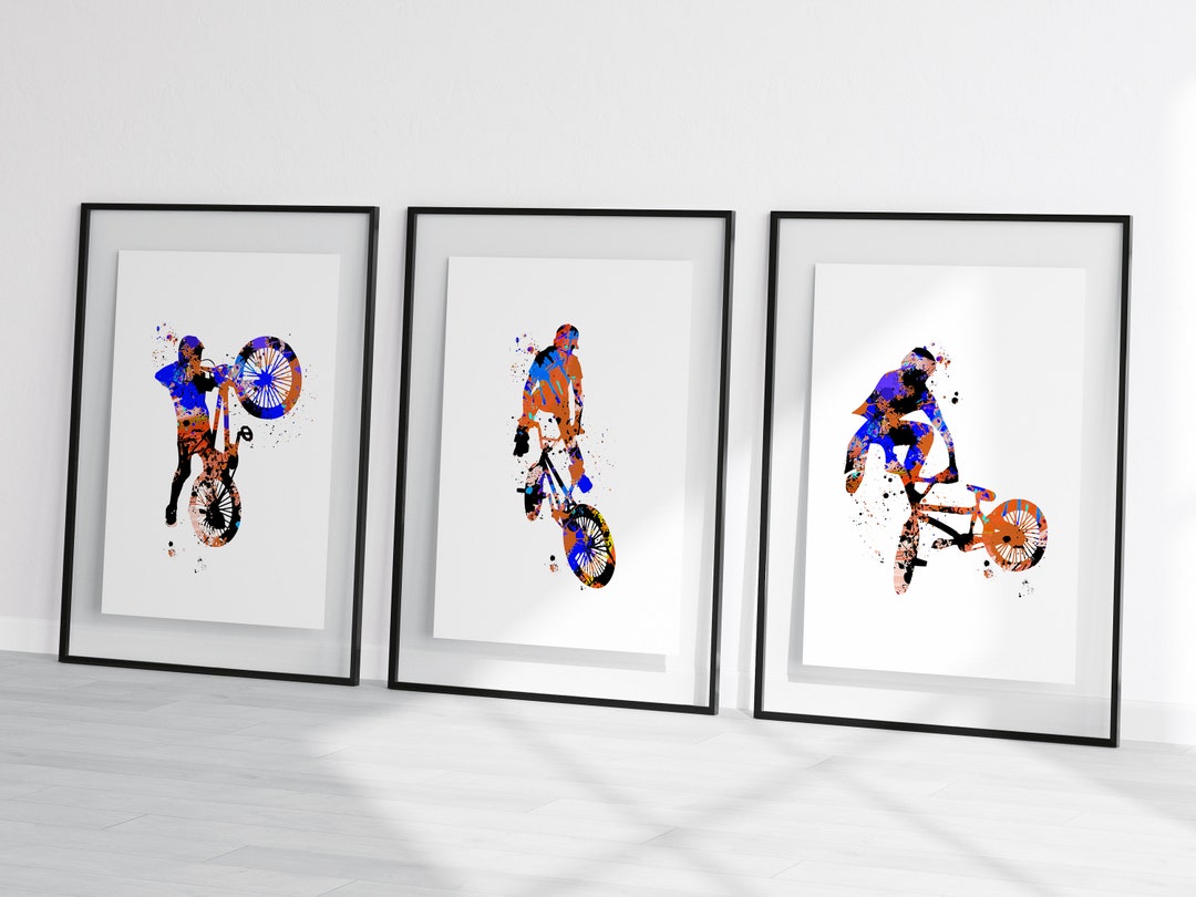 Watercolour BMX Rider Set, BMX Prints, BMX Wall Art, Bmx Gift Prints ...