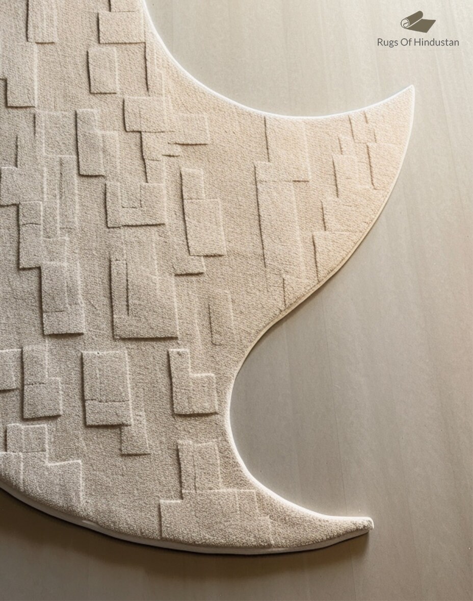 Unique White Texture Irregular Shape Soft Wool Handmade Hand Tufted ...