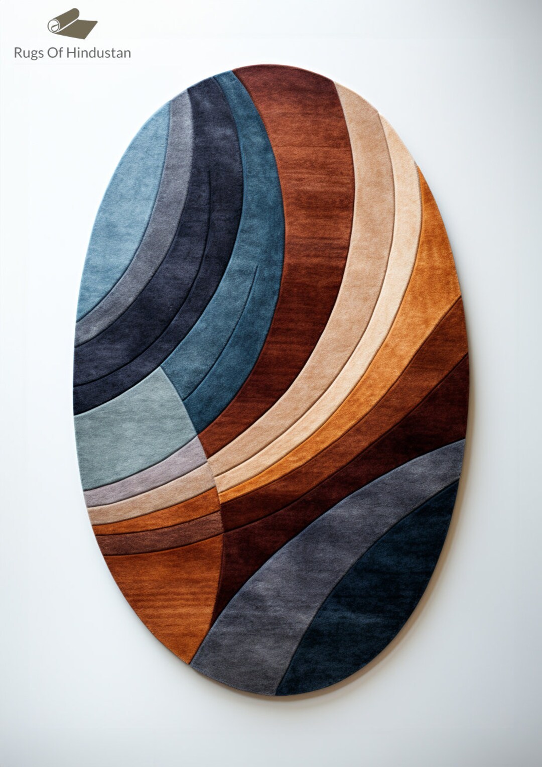 Modern Abstract Design Soft Wool Handmade Oval Shape Area Rug for Home ...