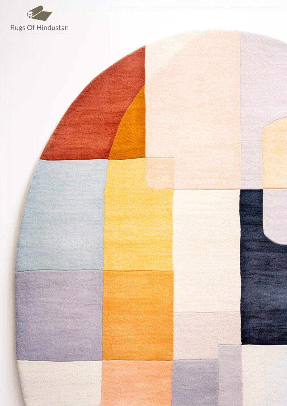 Modern Abstract Light Colorful Design Soft Wool Handmade Area Rug for ...