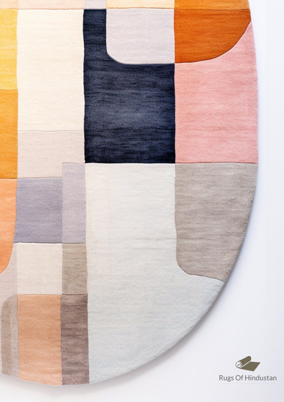 Modern Abstract Light Colorful Design Soft Wool Handmade Area Rug for ...