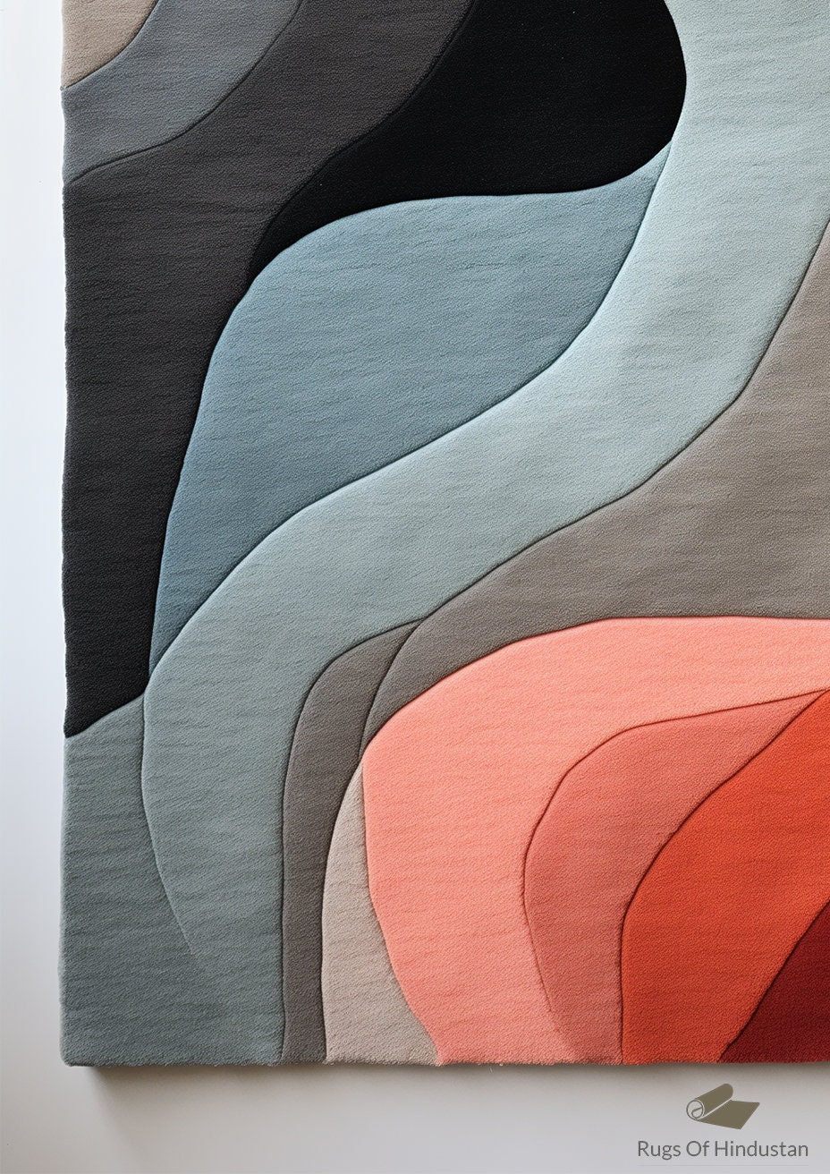 Modern Rectangular Shape Contemporary Abstract Pattern Premium Woolen ...