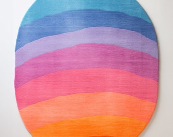 Modern Abstract Pastel Rainbow Design Soft Wool Handmade Area Rug for ...