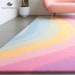Modern Abstract Pastel Rainbow Design Soft Wool Handmade Area Rug for ...