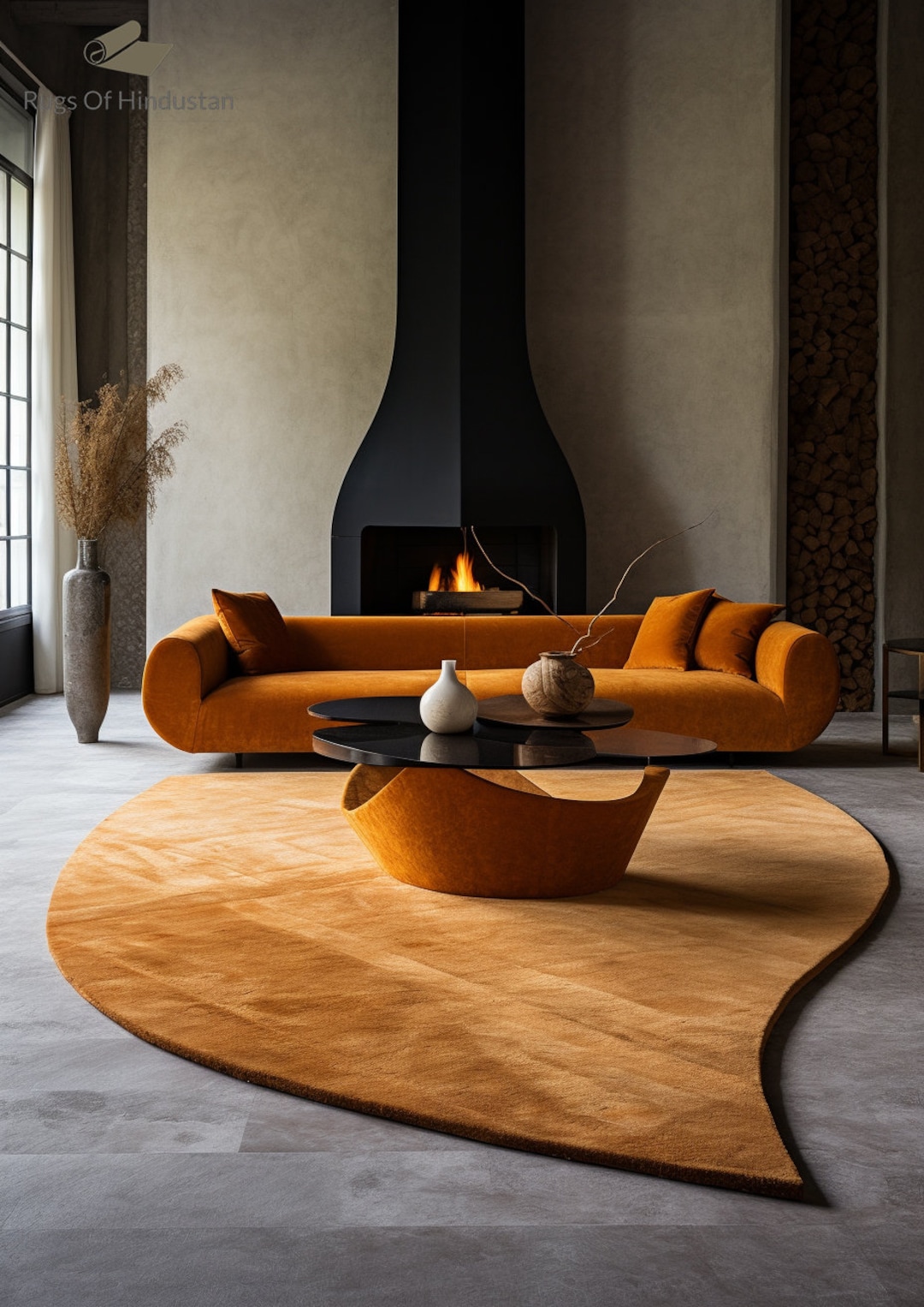 Hand-tufted Wool Area Rug: Modern Amber Teardrop Design - Etsy