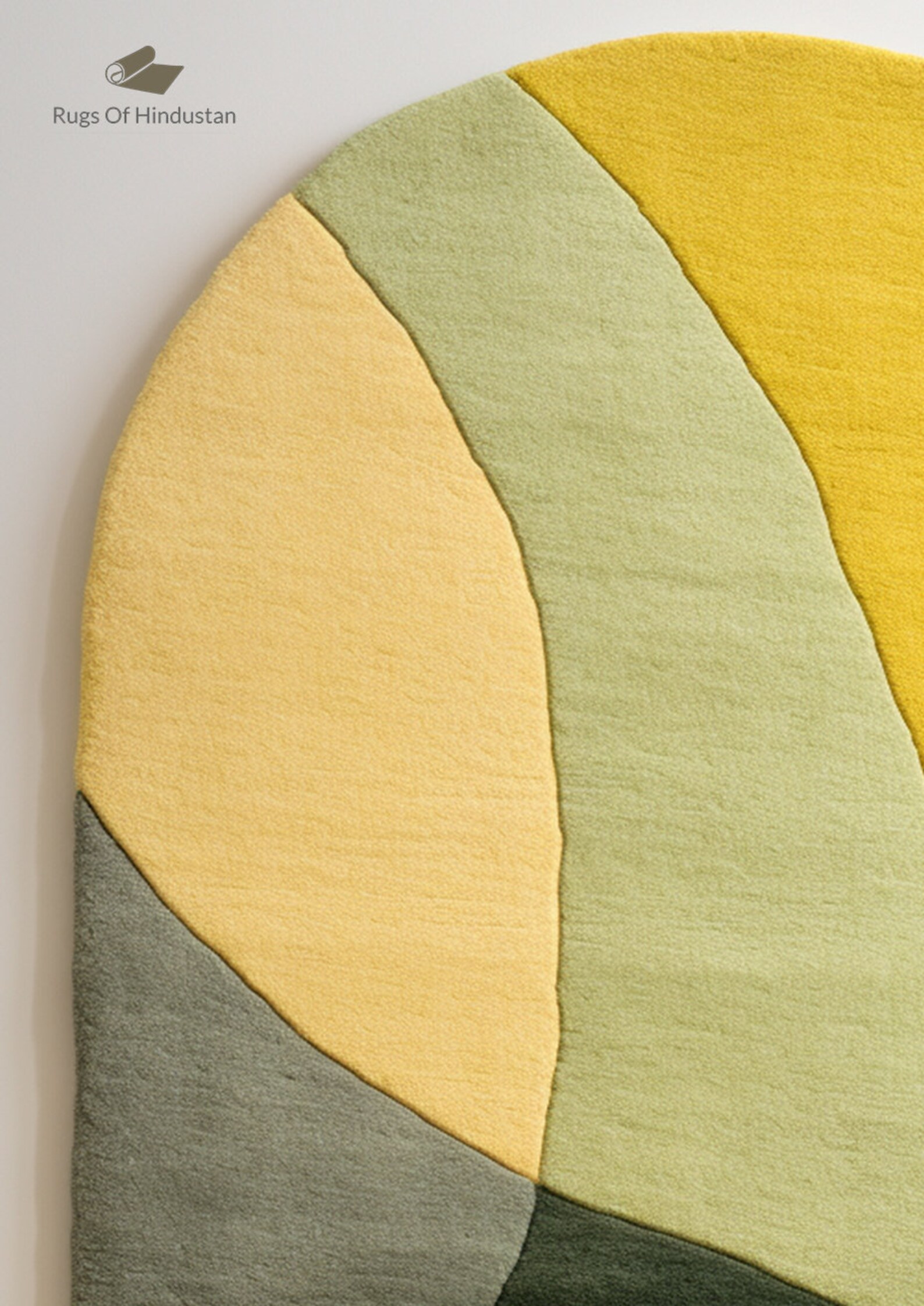Modern Abstract Pastel Green Bean Shape Soft Wool Handmade Area Rug for ...